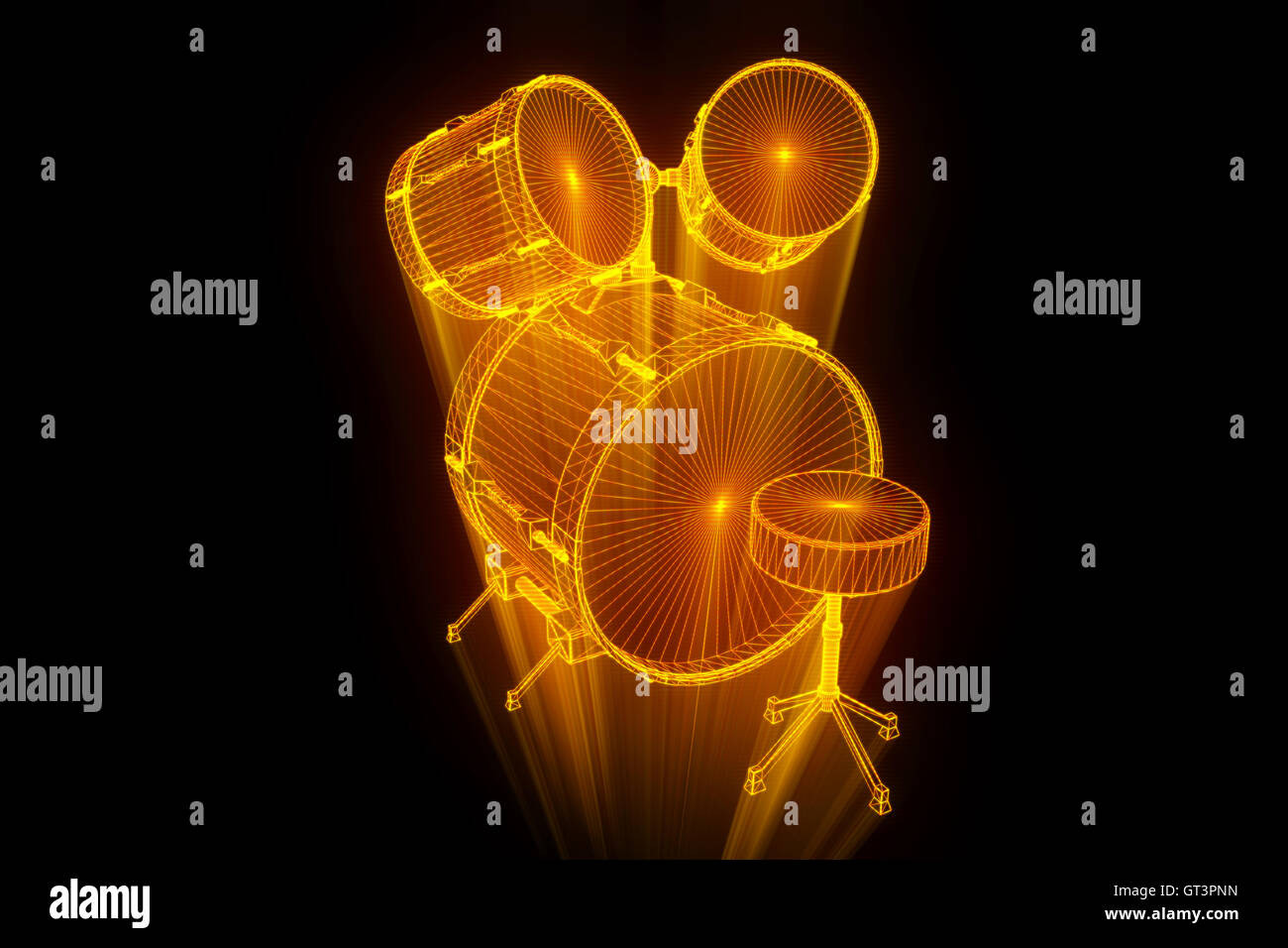 Nice 3D Drums in Wireframe or Hologram Style. Digital made with Cinema ...