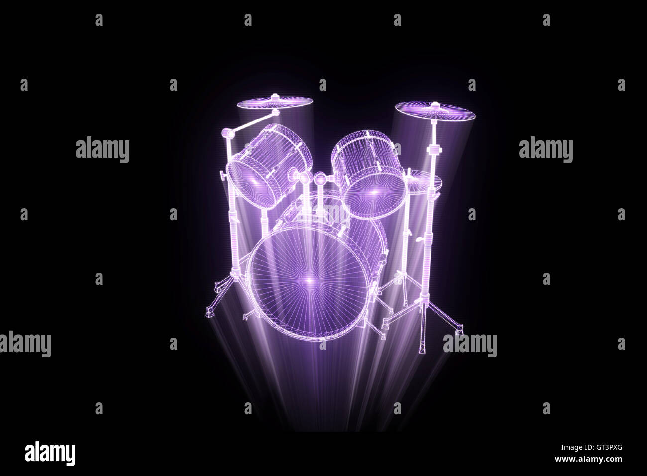 Nice 3D Drums in Wireframe or Hologram Style. Digital made with Cinema ...