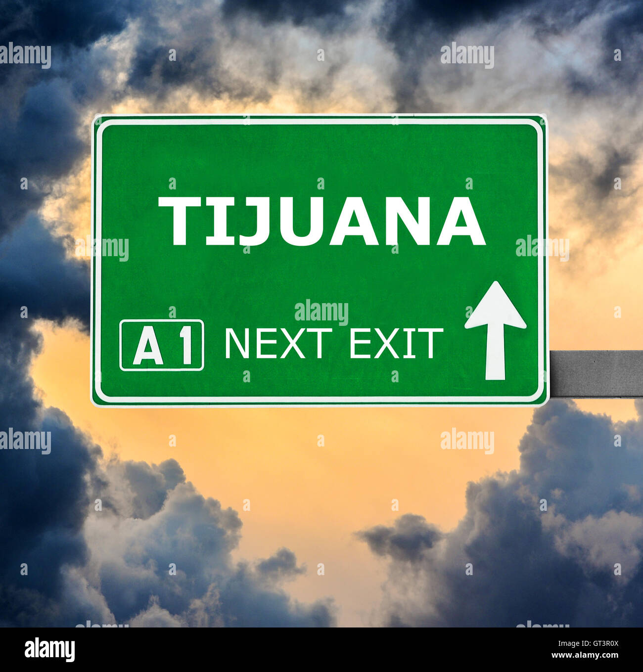 Tijuana road sign against clear hi-res stock photography and images - Alamy