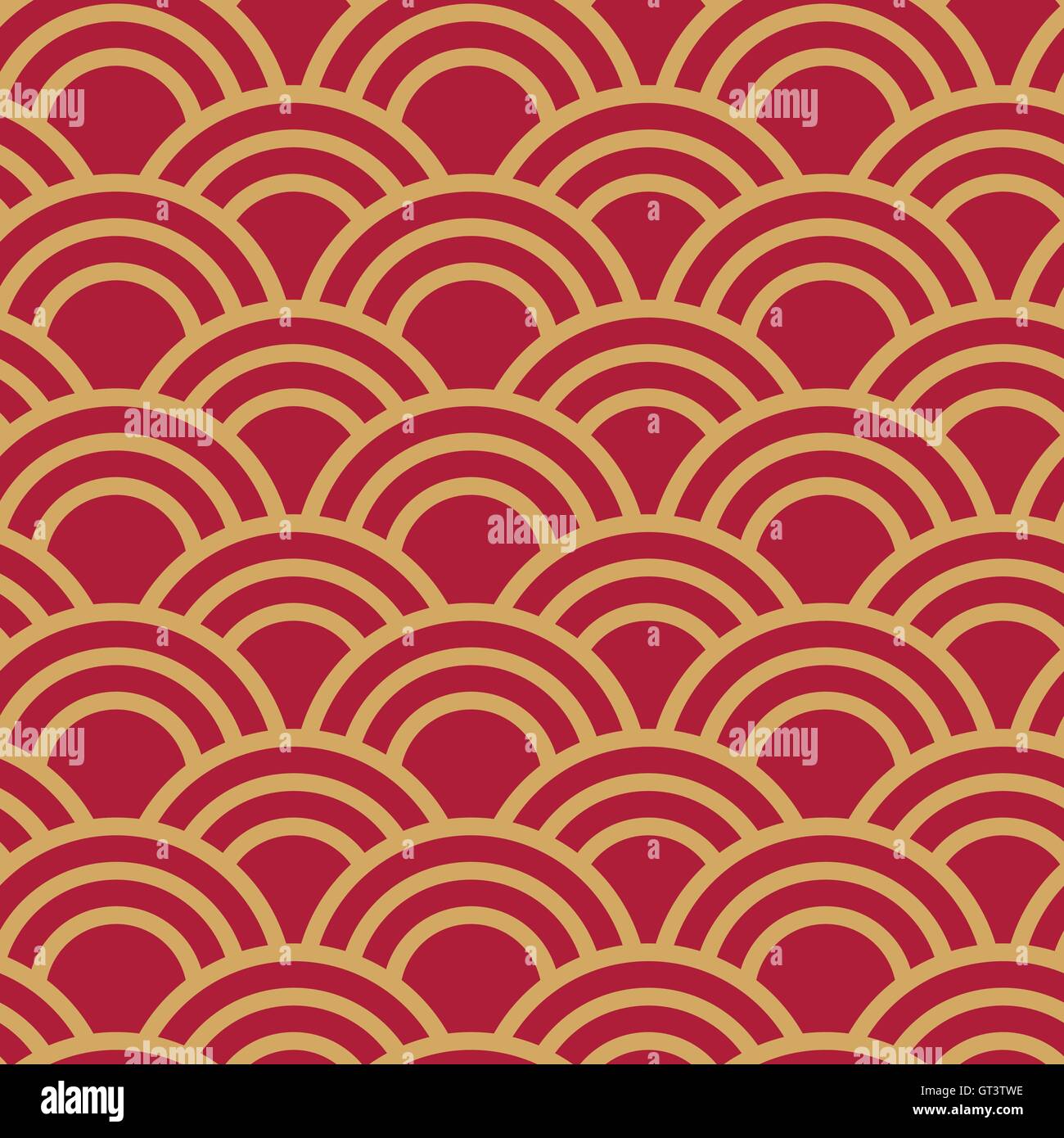 Traditional japanese seamless wave pattern in red and gold. Good for ...