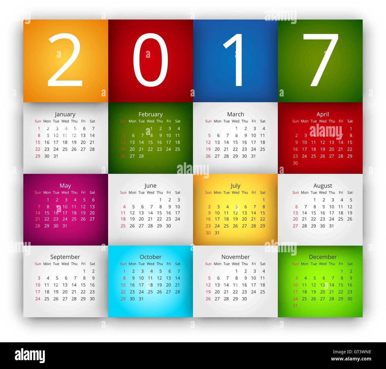 Calendar 2017 Vector Stock Vector Image & Art - Alamy