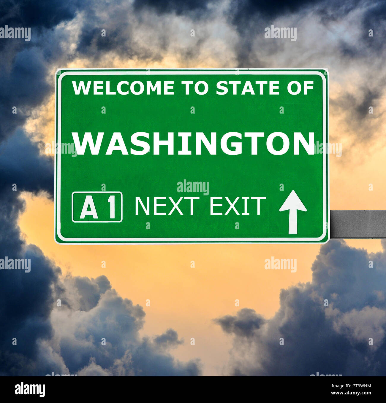 WASHINGTON road sign against clear blue sky Stock Photo - Alamy