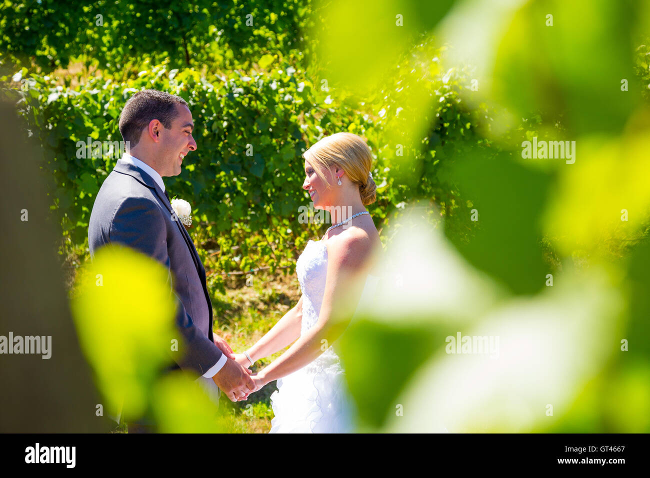 Bride and Groom First Look Stock Photo - Alamy