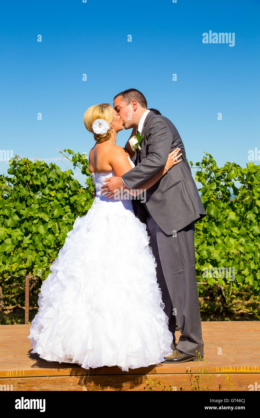 Bride and Groom First Kiss Ceremony Stock Photo - Alamy