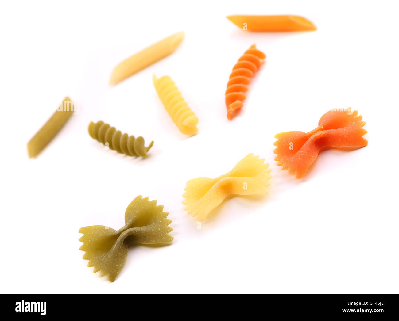 composition of different pasta in three colors Stock Photo - Alamy