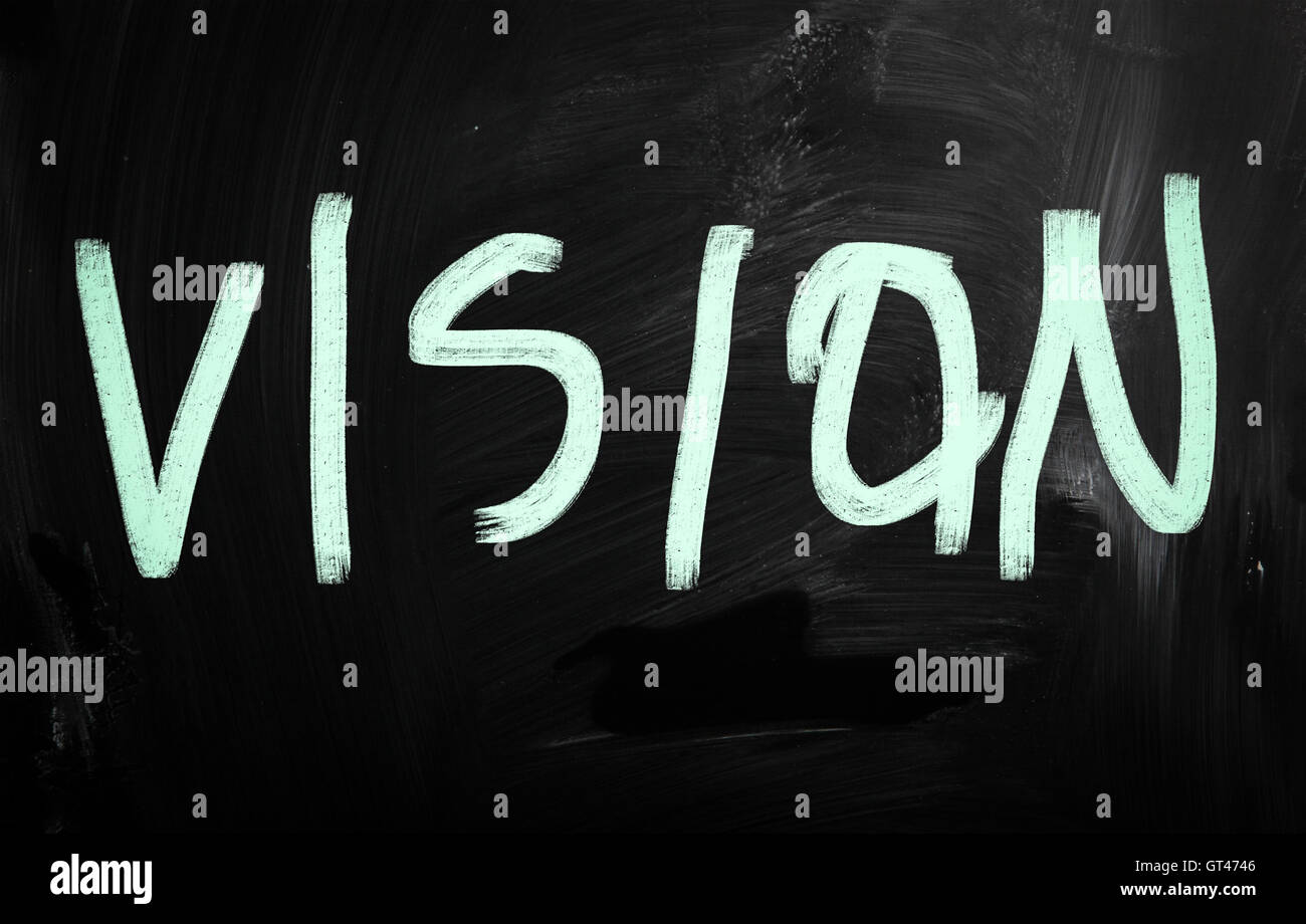 Vision handwritten with white chalk on a blackboard Stock Photo - Alamy