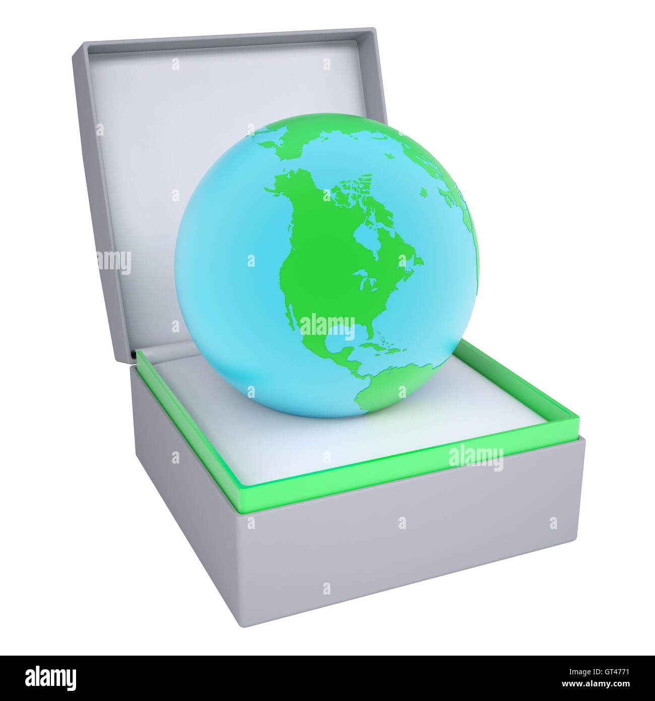 Earth in open gift box Stock Photo - Alamy