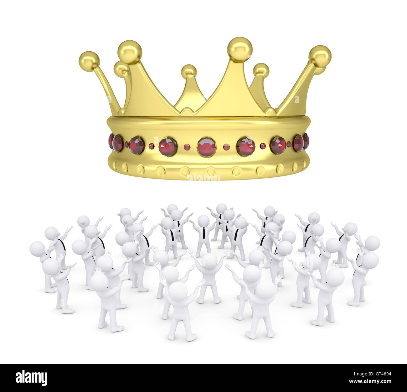 Group of white people worshiping crown Stock Photo - Alamy