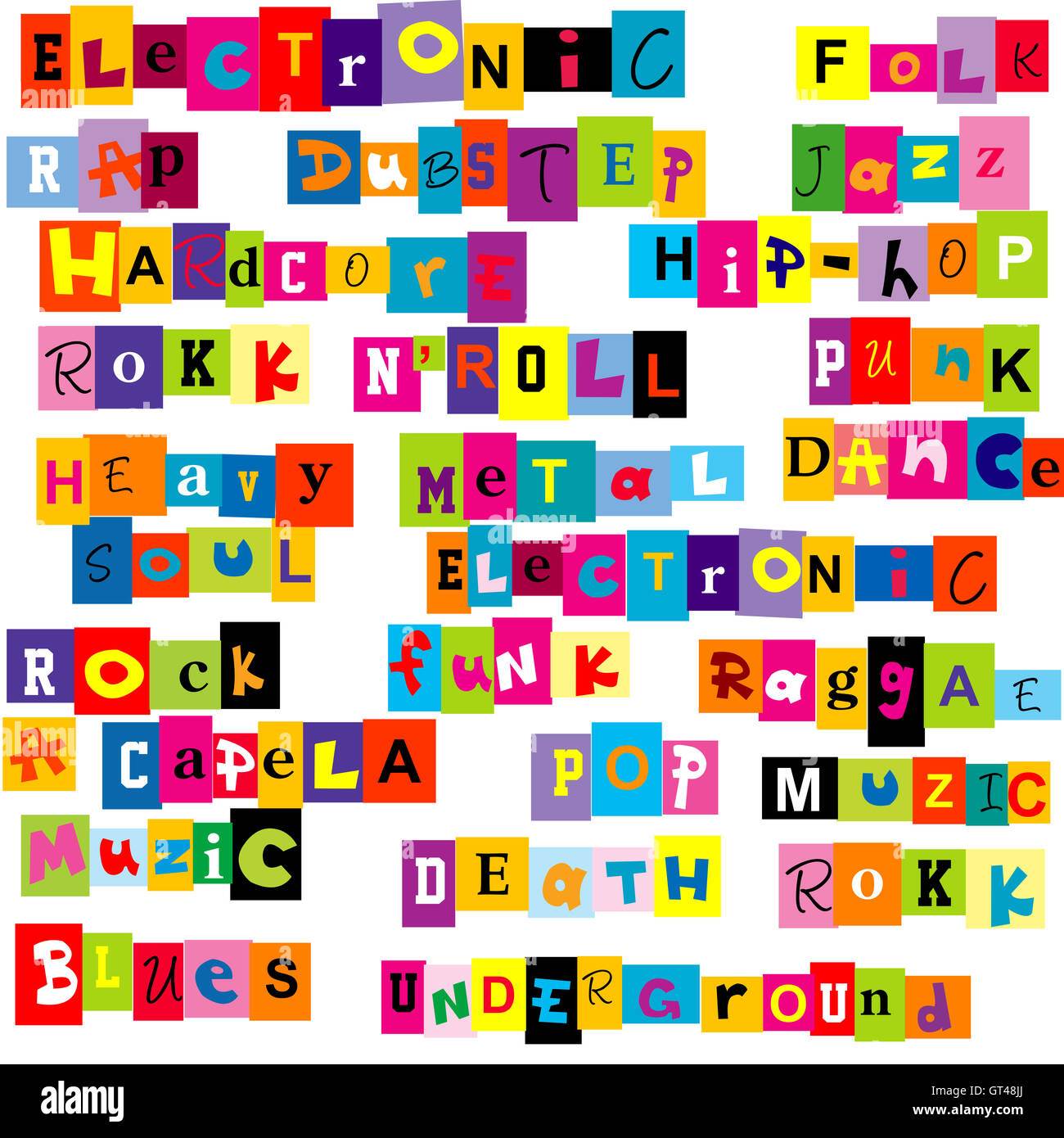 Music genres pop rock jazz hi-res stock photography and images - Alamy