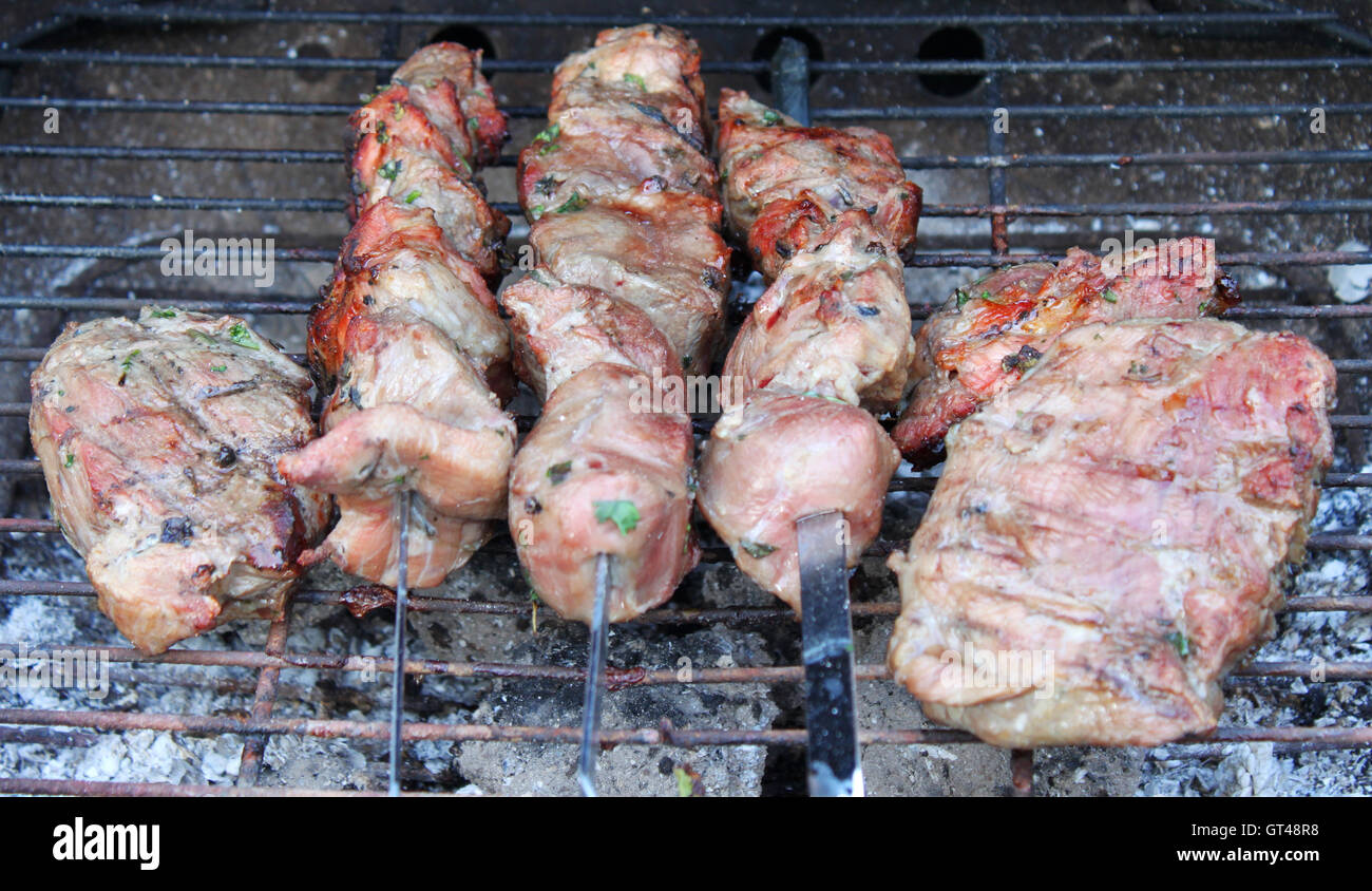Barbecue sticks with variation of a meat Stock Photo - Alamy