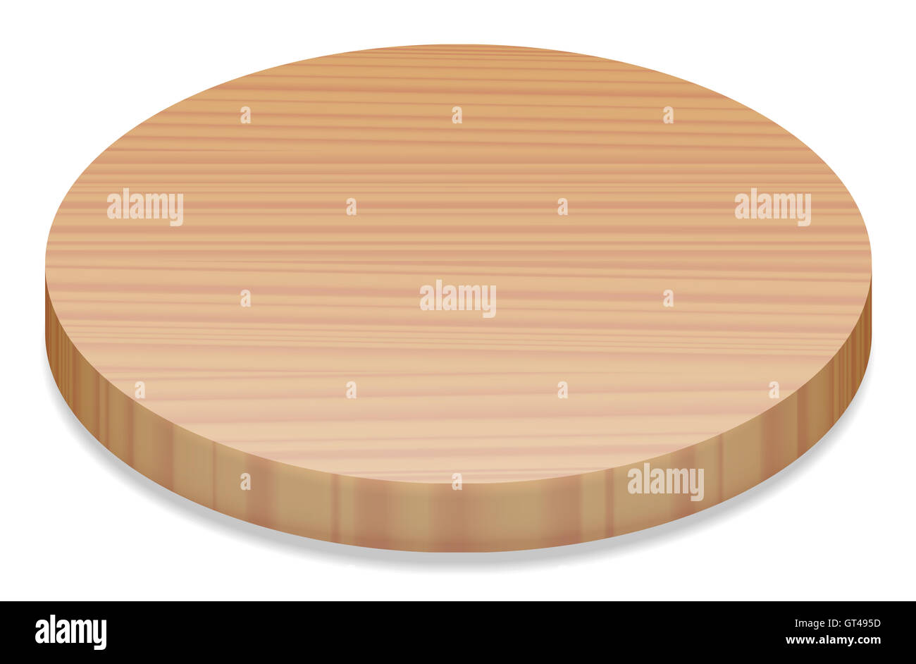 Round wooden board, perspective view - illustration on white background ...