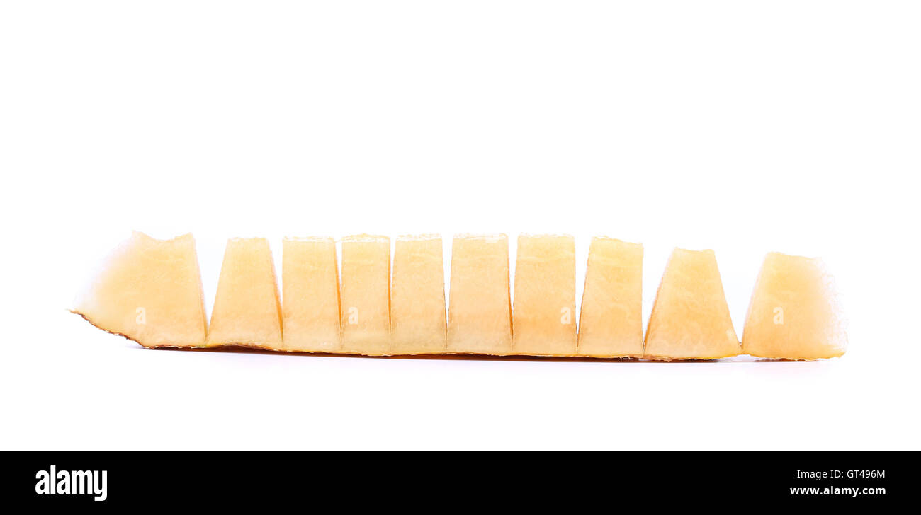 Melon slice cuted close up on a white background Stock Photo - Alamy