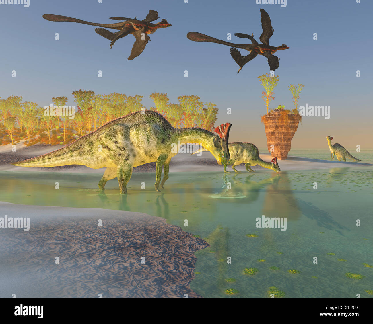 Olorotitan in Swamp Stock Photo - Alamy