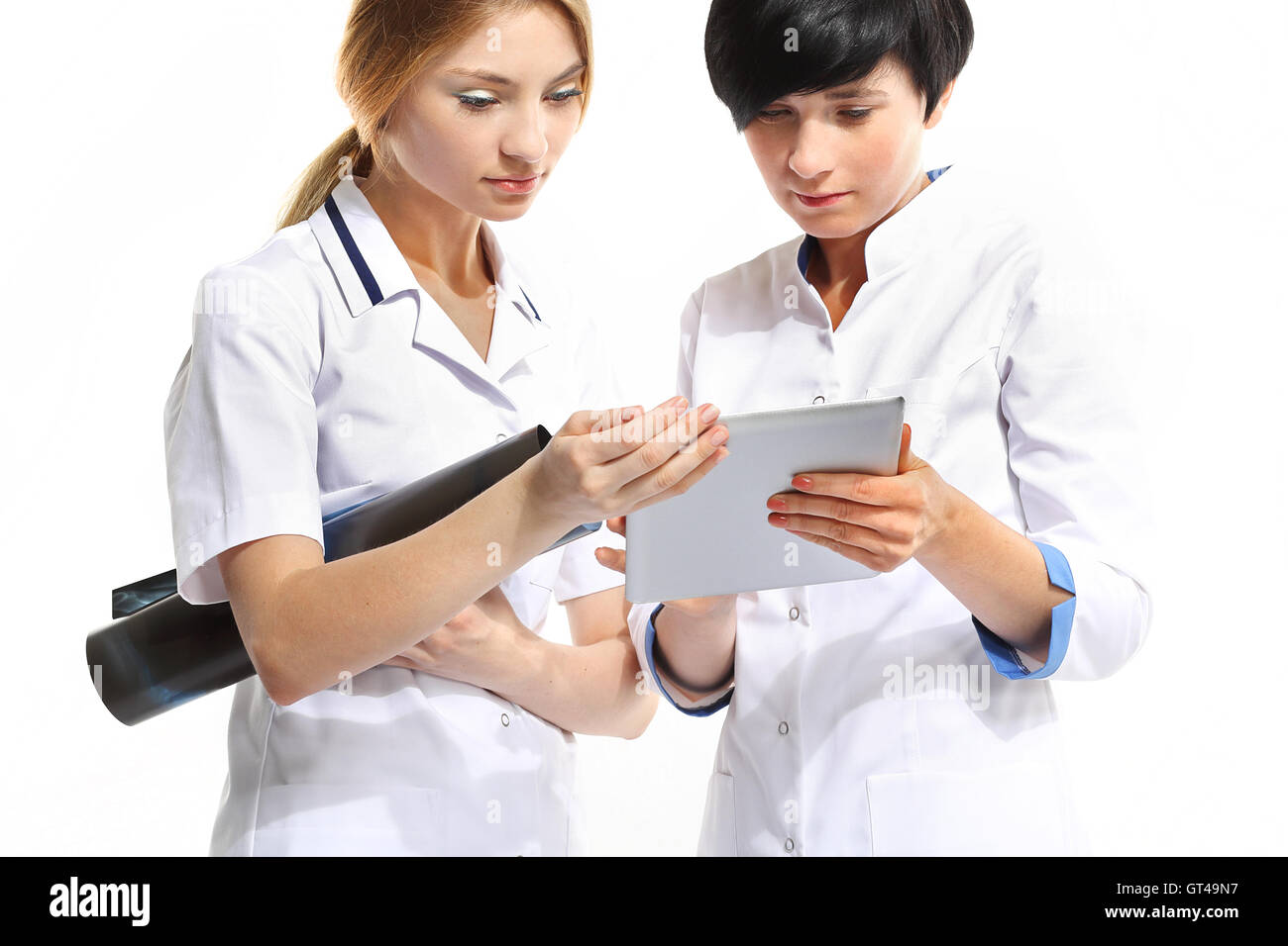 Portrait Of Two Busy Doctors Stock Photo - Alamy
