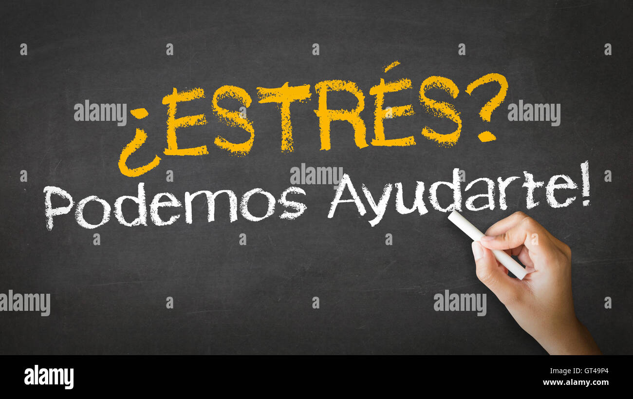 Stress we can help (In Spanish Stock Photo - Alamy