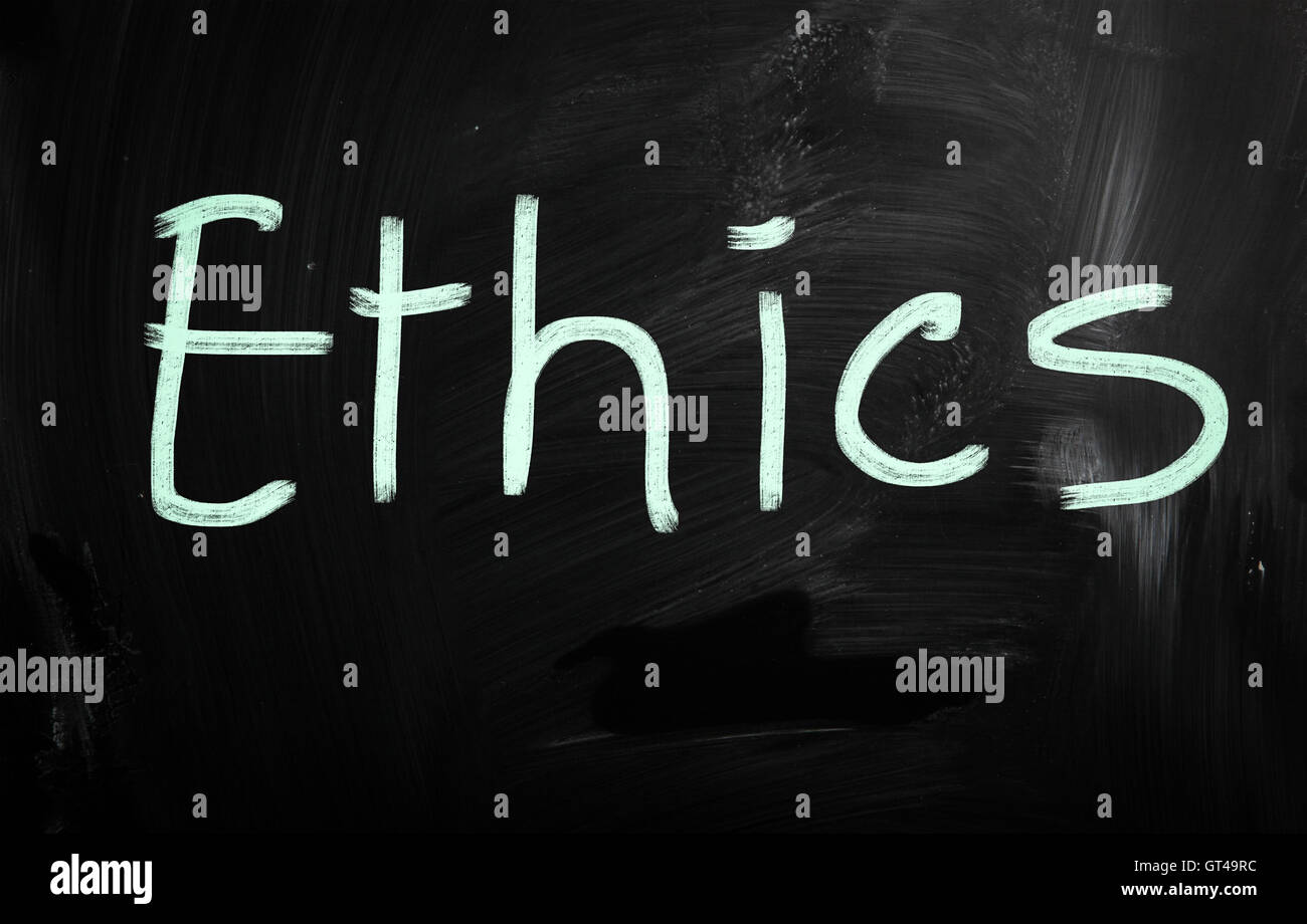 Ethics handwritten with white chalk on a blackboard Stock Photo - Alamy