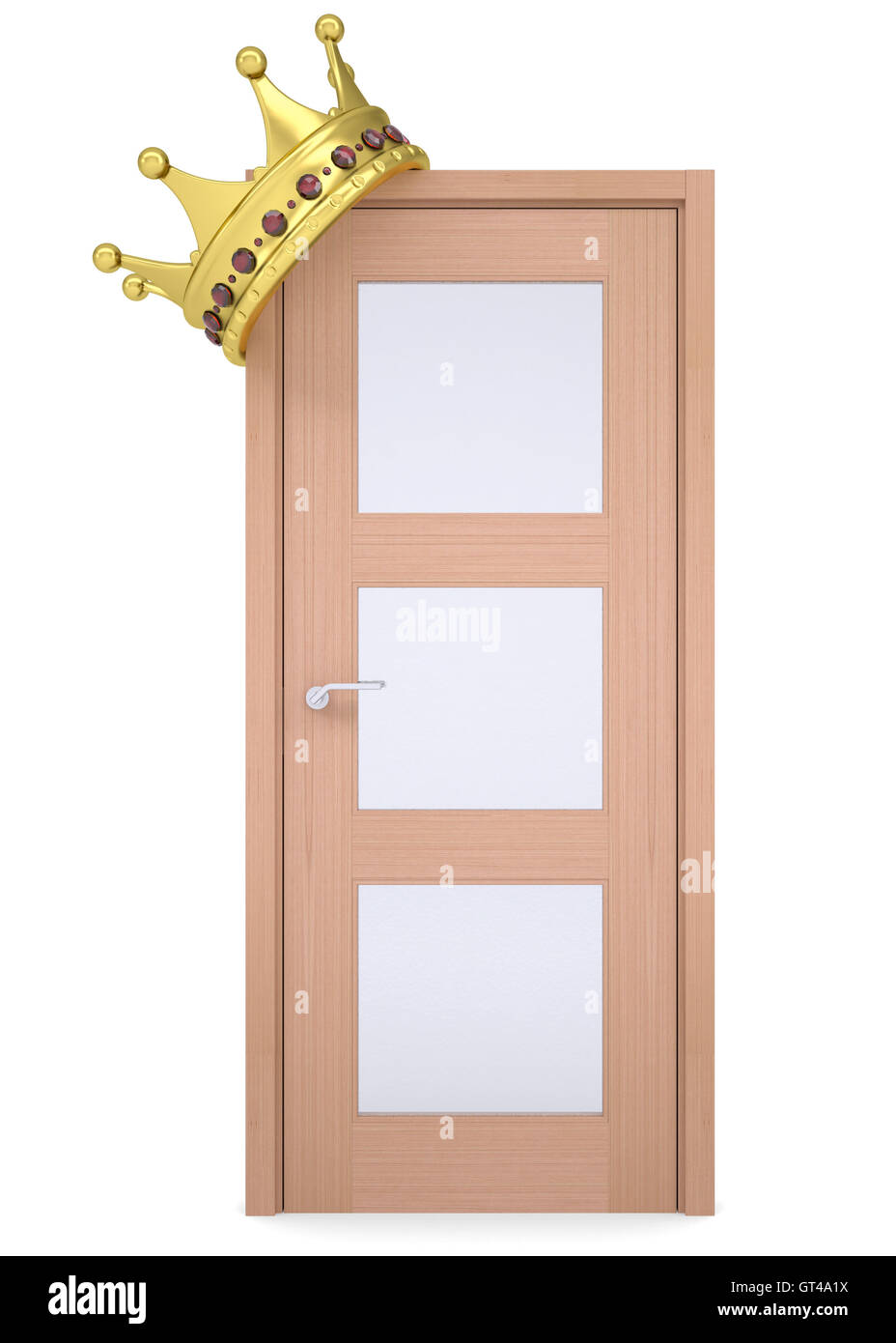 Gold crown on a wooden door Stock Photo - Alamy