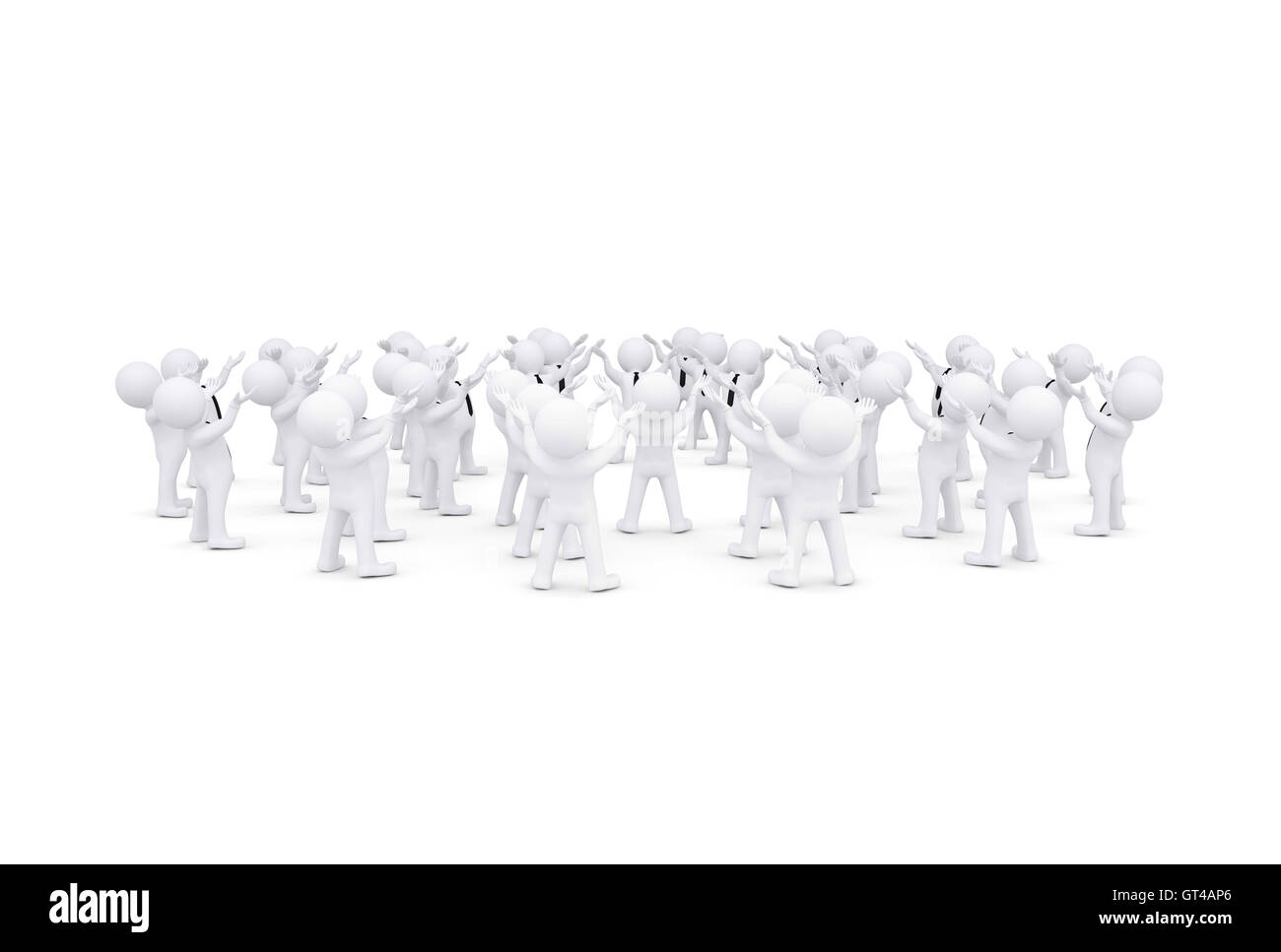Group of white 3d people raised their hands Stock Photo - Alamy