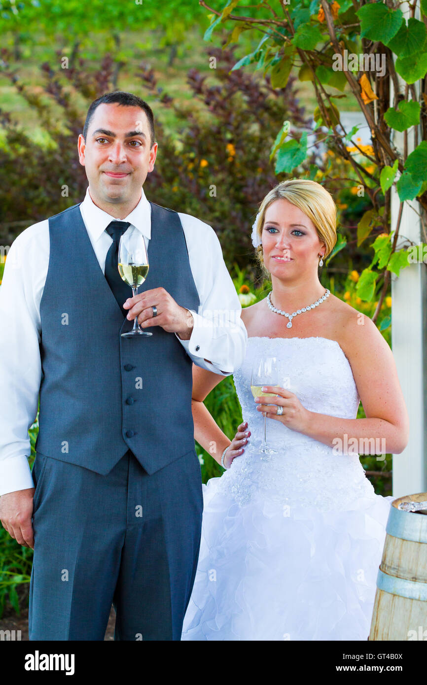 Bride and Groom Wedding Toasts Stock Photo - Alamy