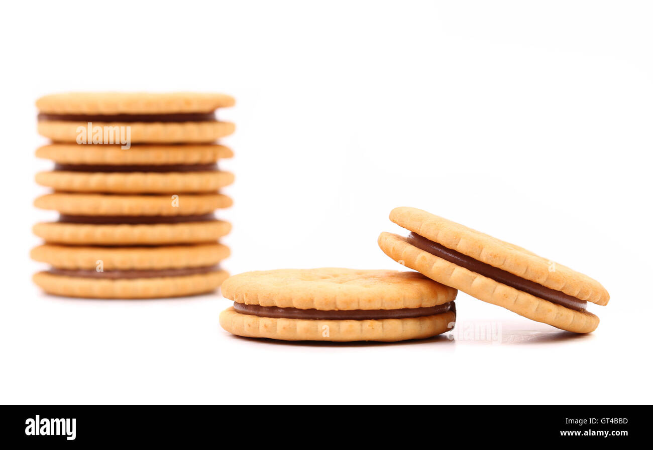 Closeup cookie biscuits with filling Stock Photo - Alamy