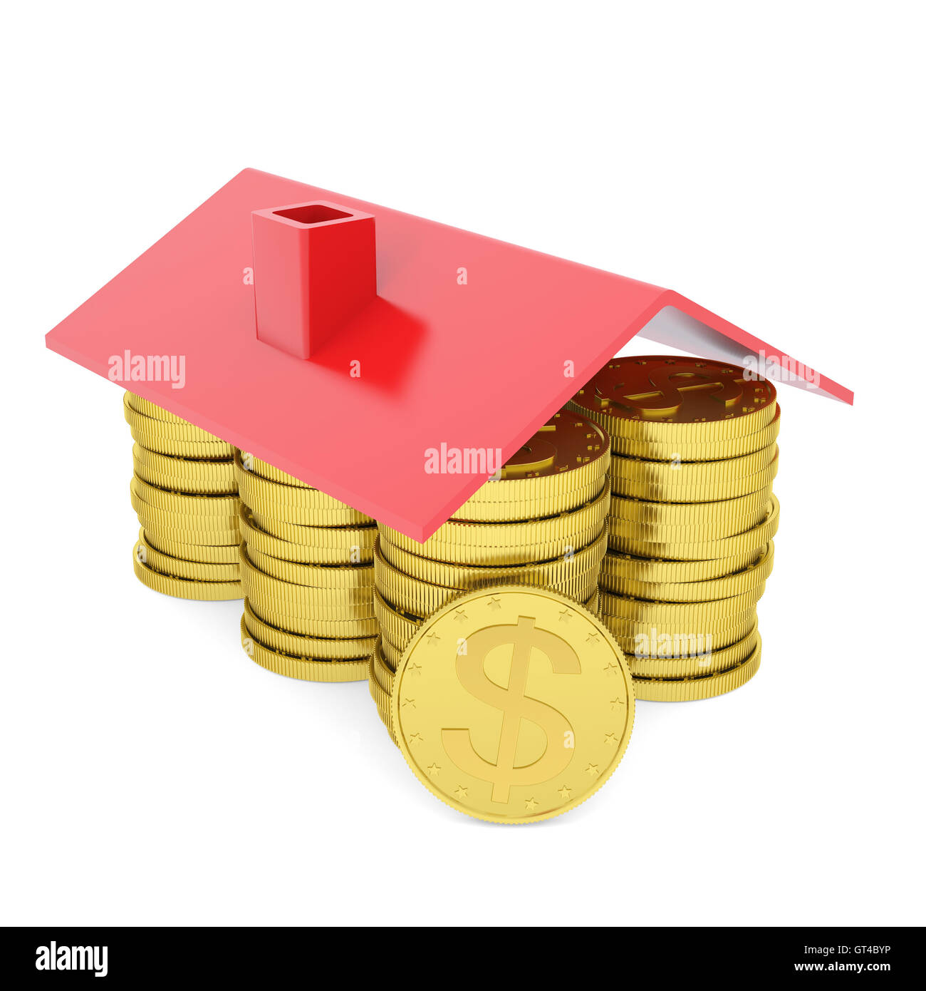 Bank building with gold coins hi-res stock photography and images - Alamy