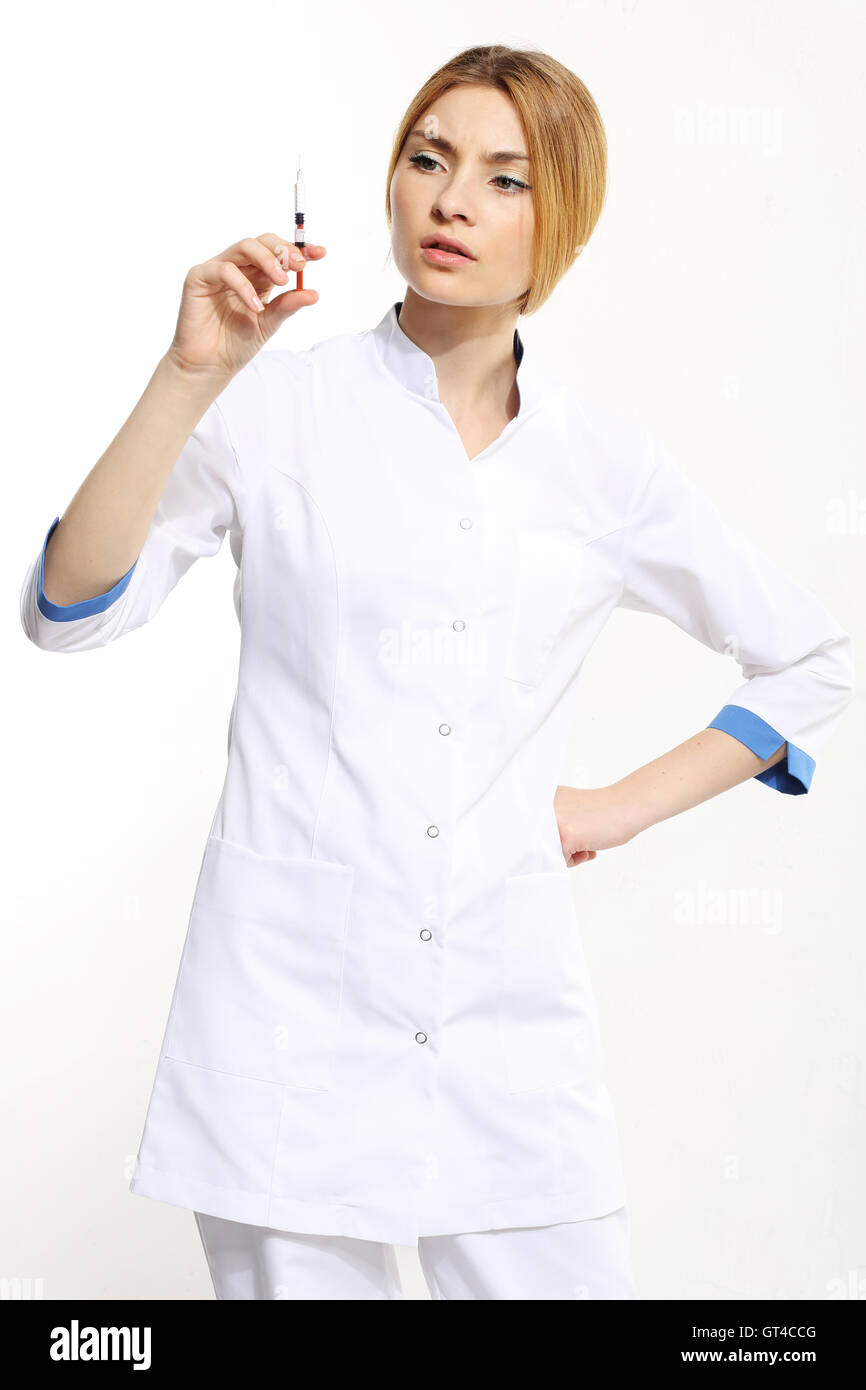 Female doctor with syringe Stock Photo - Alamy