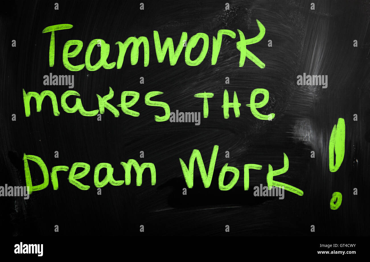 teamwork handwritten with white chalk on a blackboard Stock Photo - Alamy