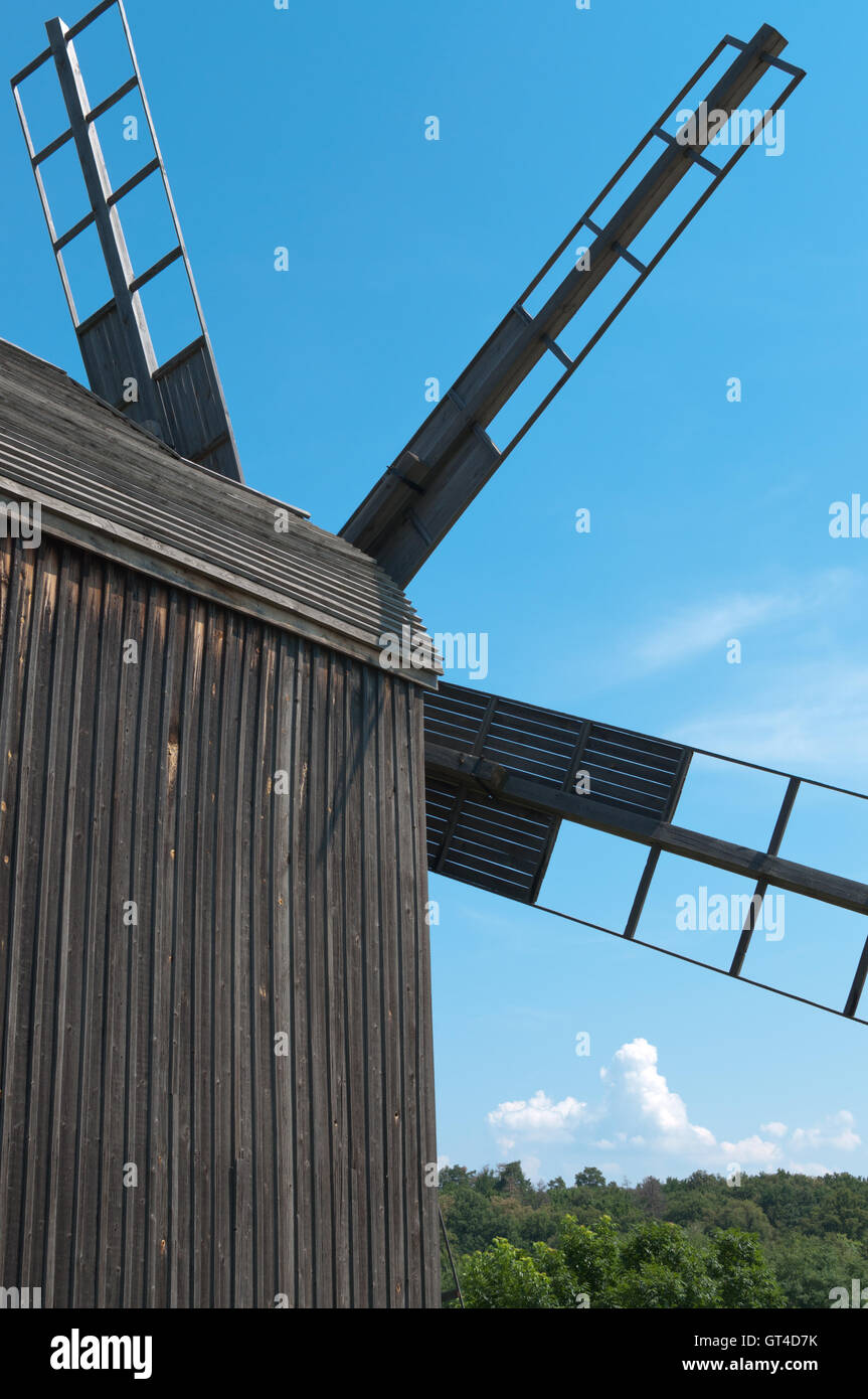 Propeller old windmill rear view Stock Photo - Alamy