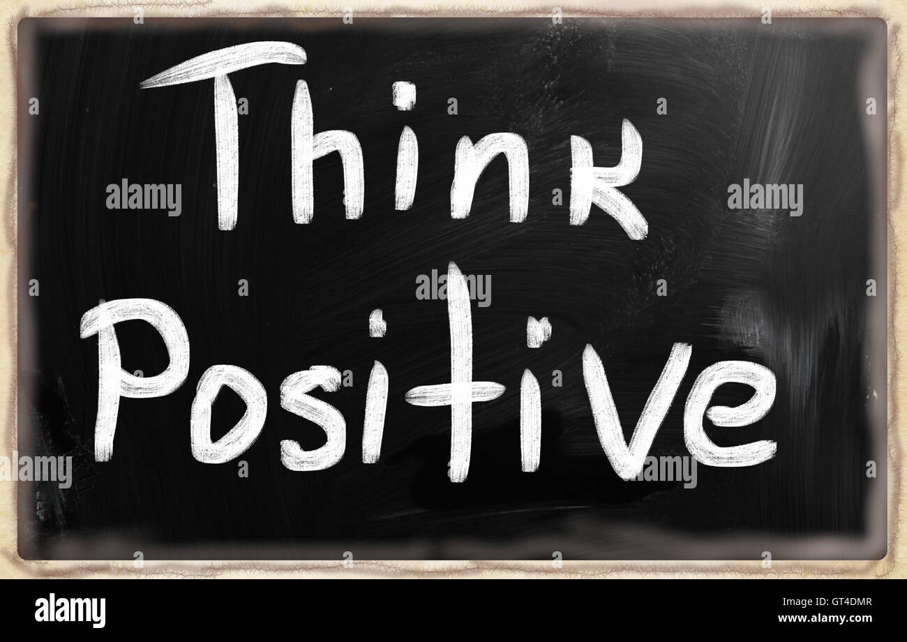 Think positive handwritten with white chalk on a blackboard Stock Photo ...