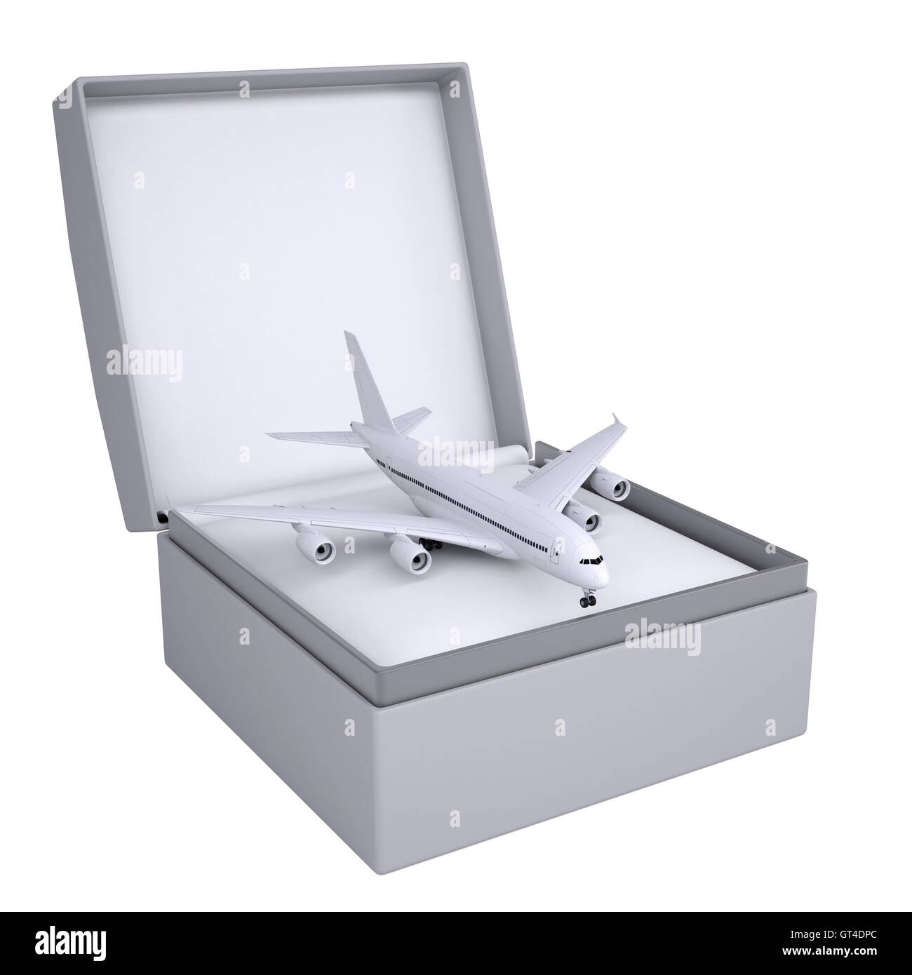 Airplane in open gift box Stock Photo - Alamy
