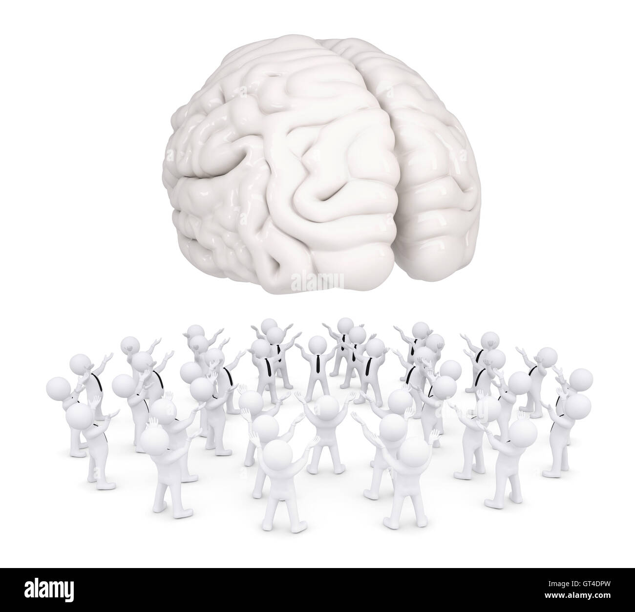 Group of white people worshiping brain Stock Photo - Alamy