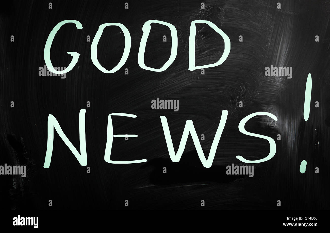 Good News! handwritten with white chalk on a blackboard Stock Photo - Alamy