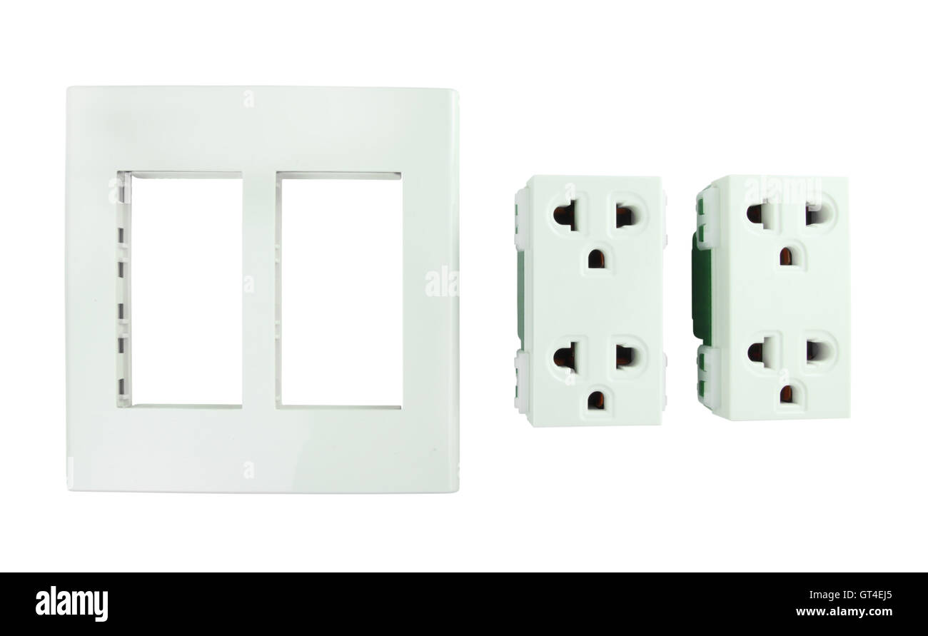 Electrical outlet (socket plug) on white background Stock Photo - Alamy