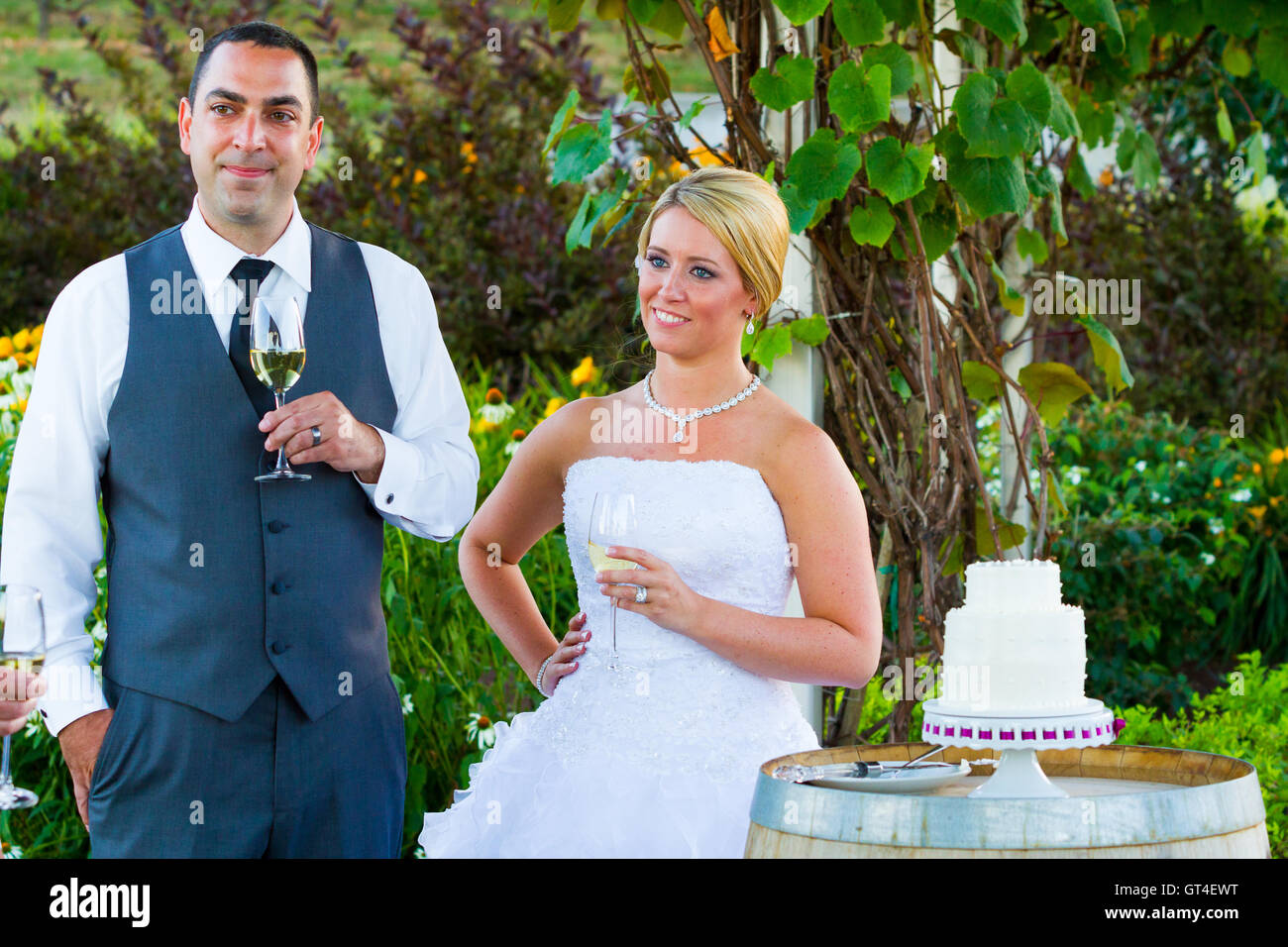 Bride and Groom Wedding Toasts Stock Photo - Alamy