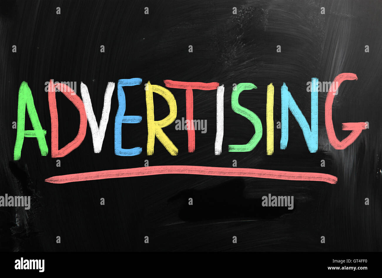 Advertising handwritten with chalk on a blackboard Stock Photo - Alamy