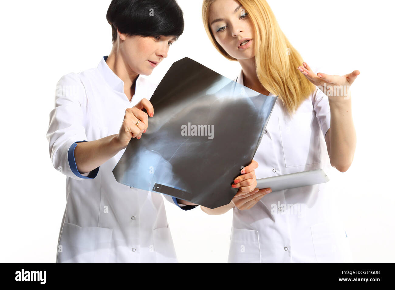 Portrait Of Two Busy Doctors Stock Photo - Alamy