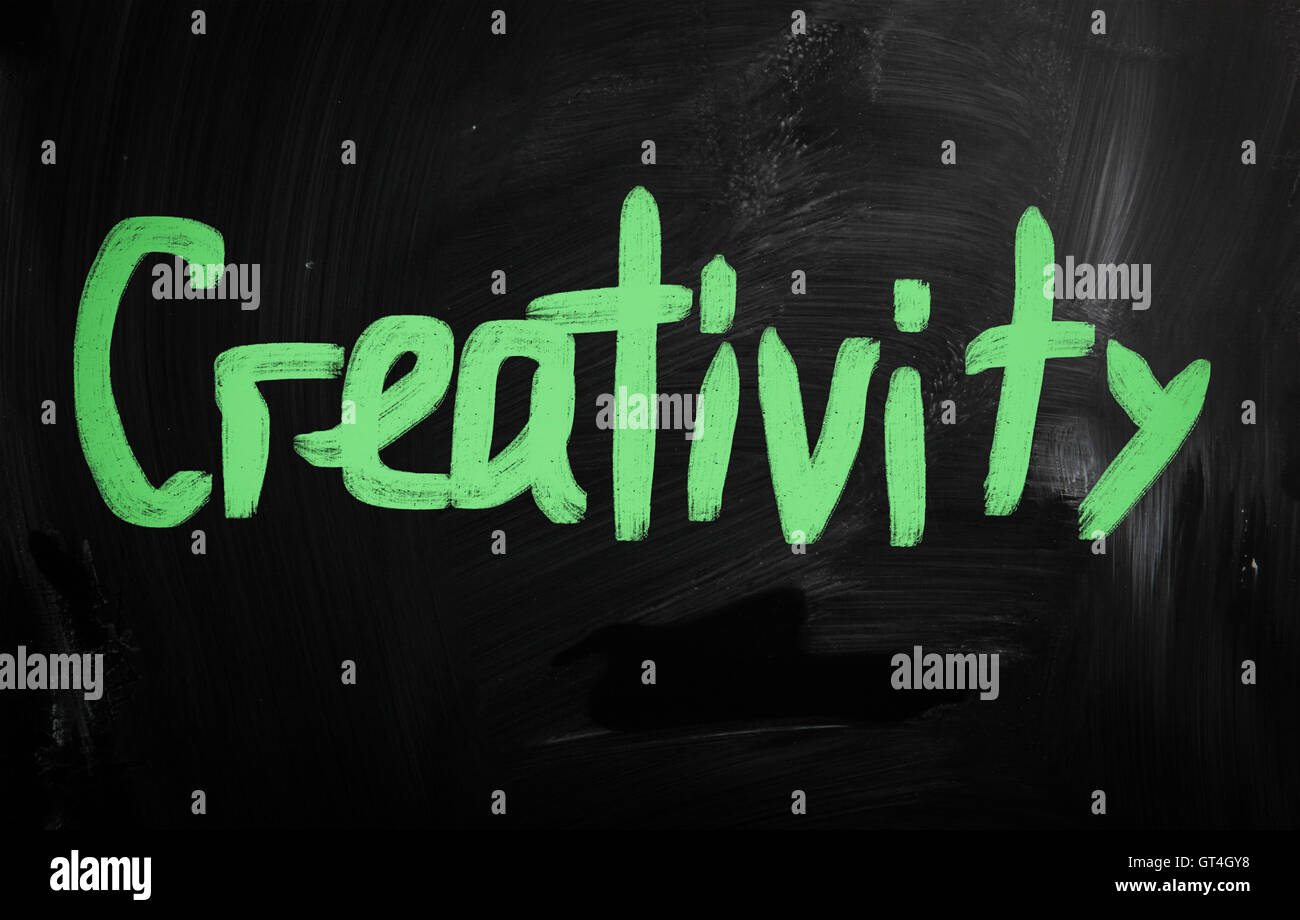 Creativity handwritten with white chalk on a blackboard Stock Photo - Alamy