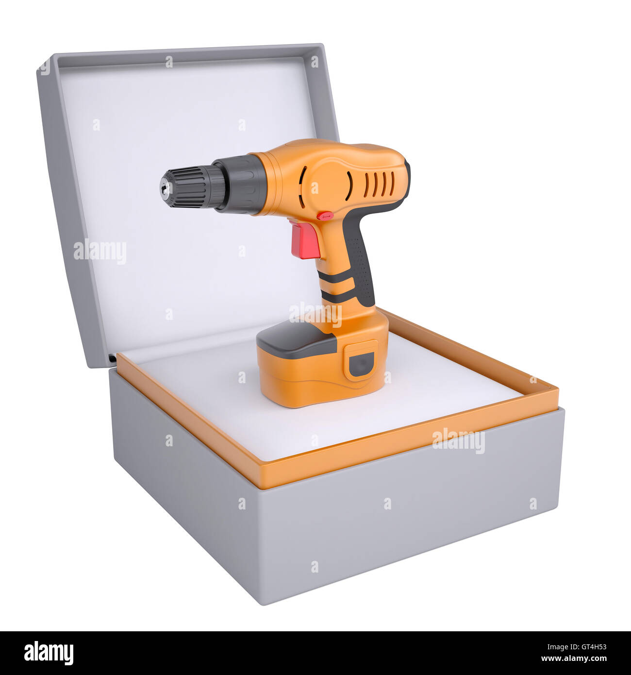 Electric screwdriver in open gift box Stock Photo - Alamy