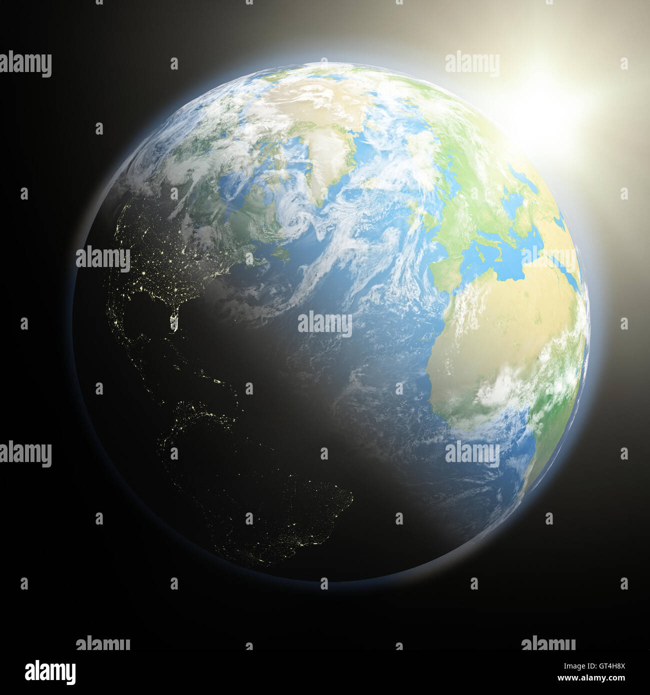 Sun rising over Earth Stock Photo - Alamy