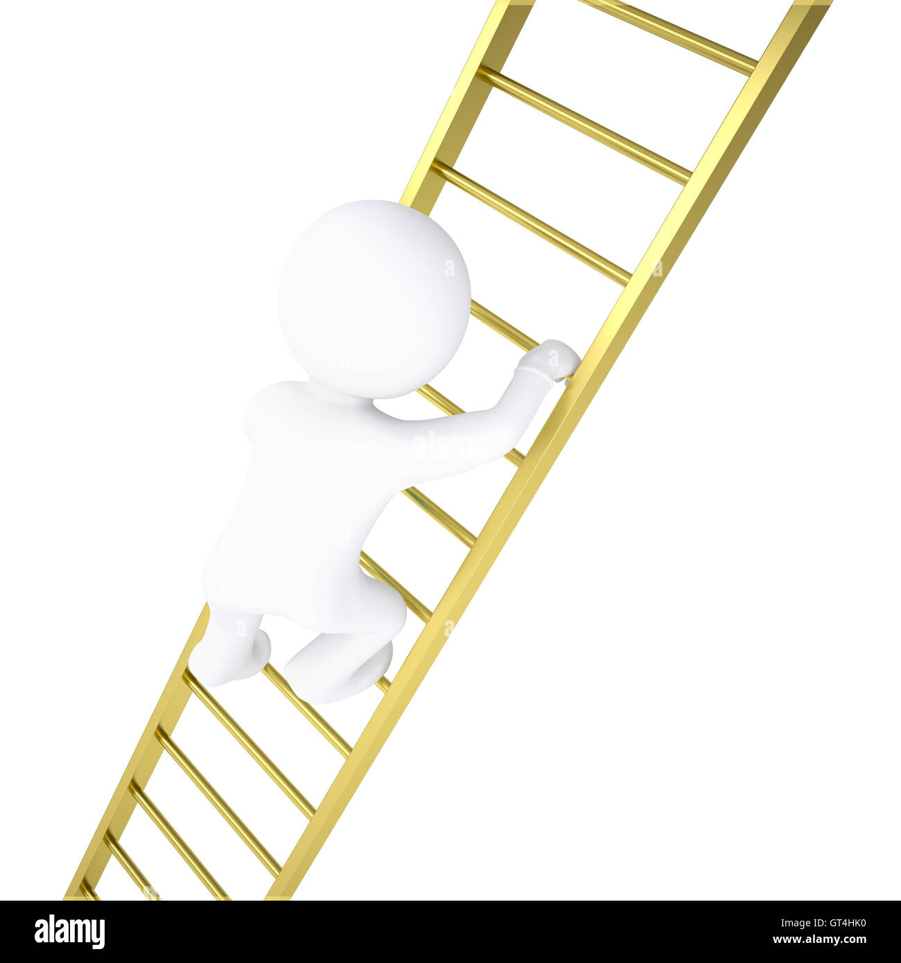 3d white man rises through golden stairs Stock Photo - Alamy