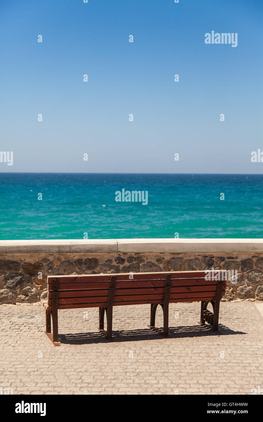 Bench deck with tranquil sea view Stock Photo - Alamy