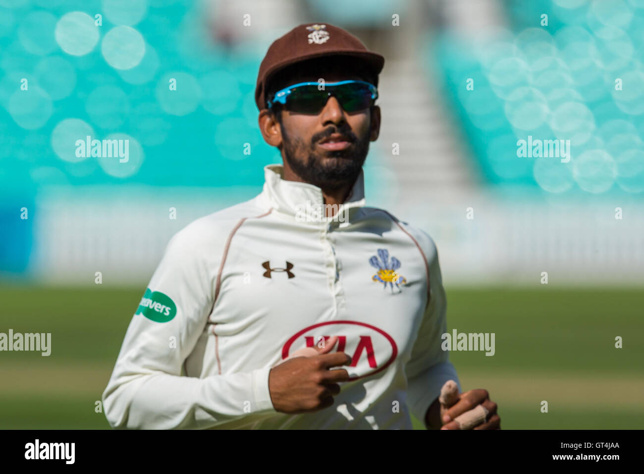 London, UK. 8th Sep, 2016. Arun Harinath fielding for Surrey day three ...