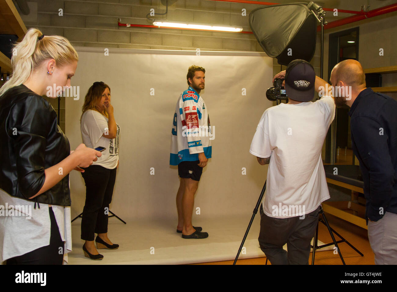 Hockey player of team Pirati Chomutov Jaroslav Mrazek poses for ...