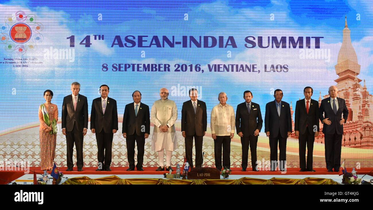 Asian leaders stand for a group photo during the ASEAN India Summit at ...