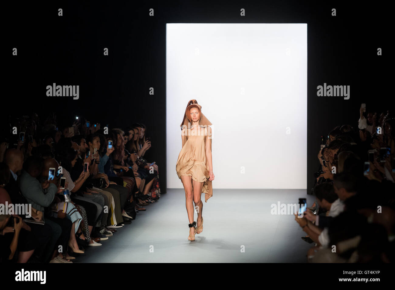 New York, USA. 8th Sep, 2016. A model displays a creation of Nicholas K ...