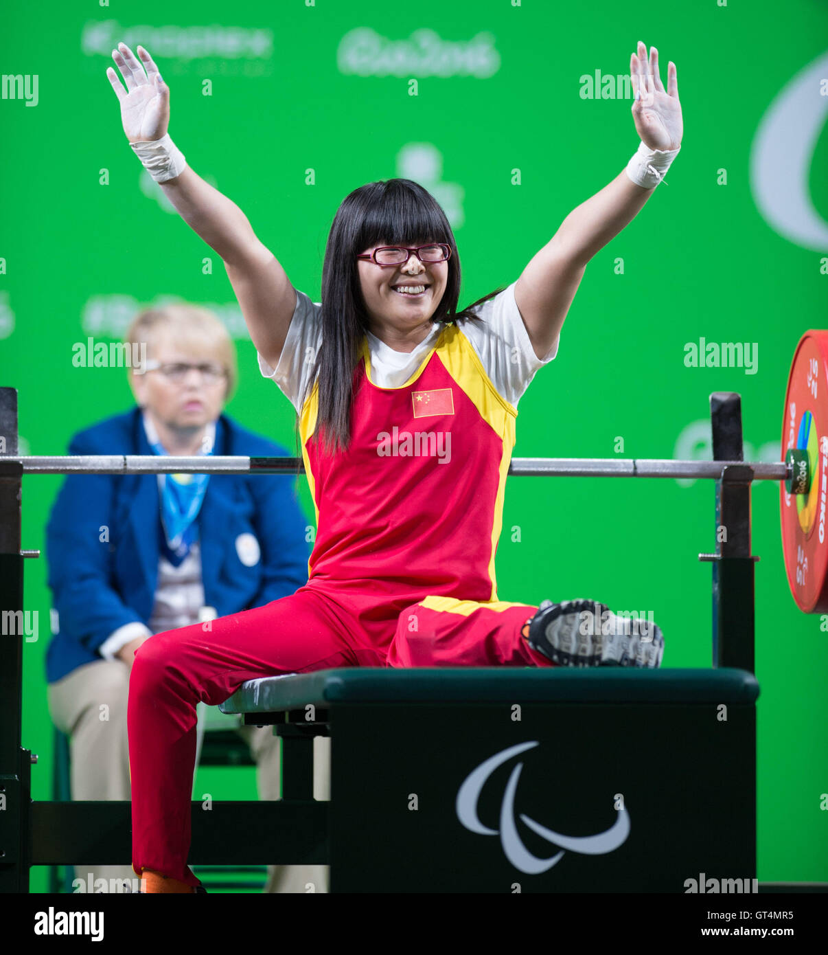 Rio De Janeiro, Brazil. 8th Sep, 2016. Cui Zhe of China reacts during ...