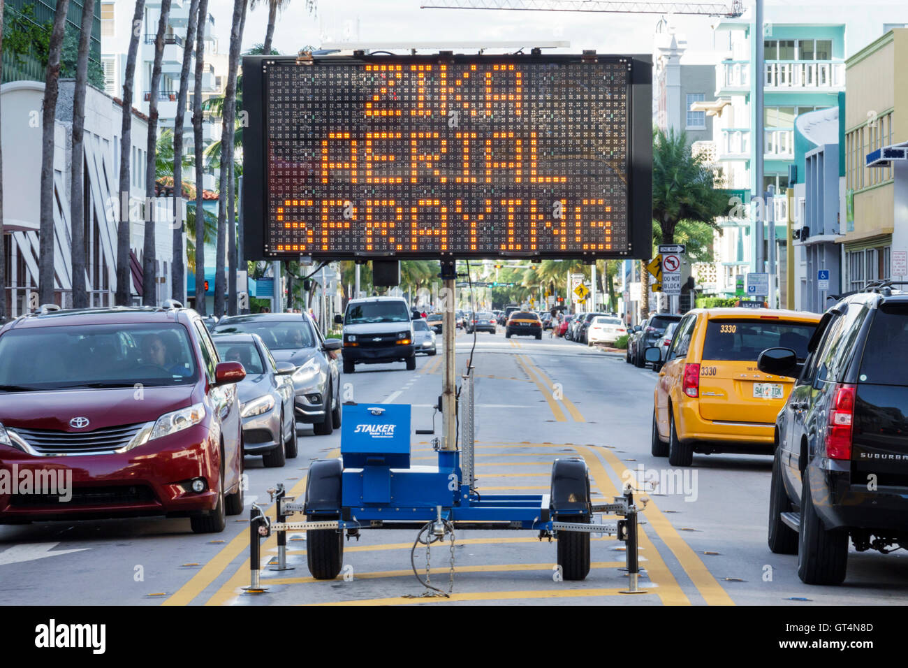 Miami, Florida, USA. 8th September, 2016. A giant electronic sign in ...