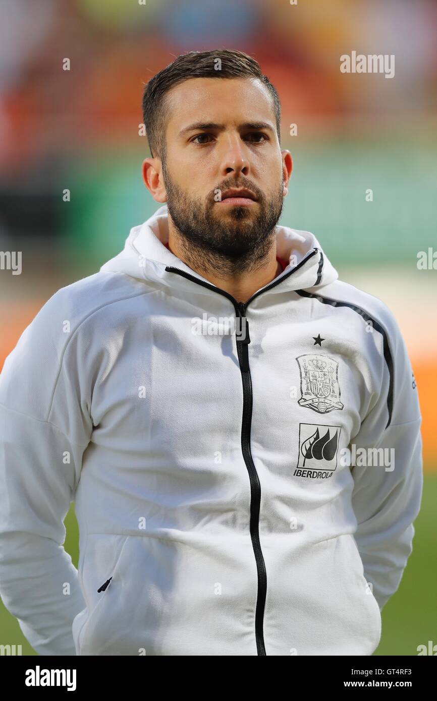 the Estadio Municipal Reino de Leon, Leon, Spain. 5th Sep, 2016. Jordi Alba (ESP), SEPTEMBER 5 ...