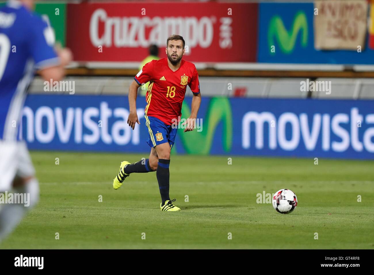 the Estadio Municipal Reino de Leon, Leon, Spain. 5th Sep, 2016. Jordi Alba (ESP), SEPTEMBER 5 ...