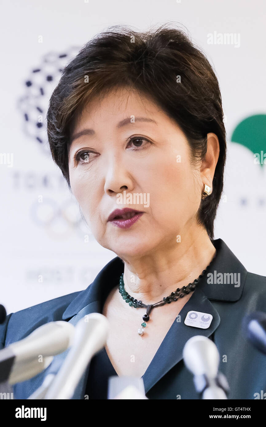 Tokyo governor Yuriko Koike speaks during a regular news conference at ...